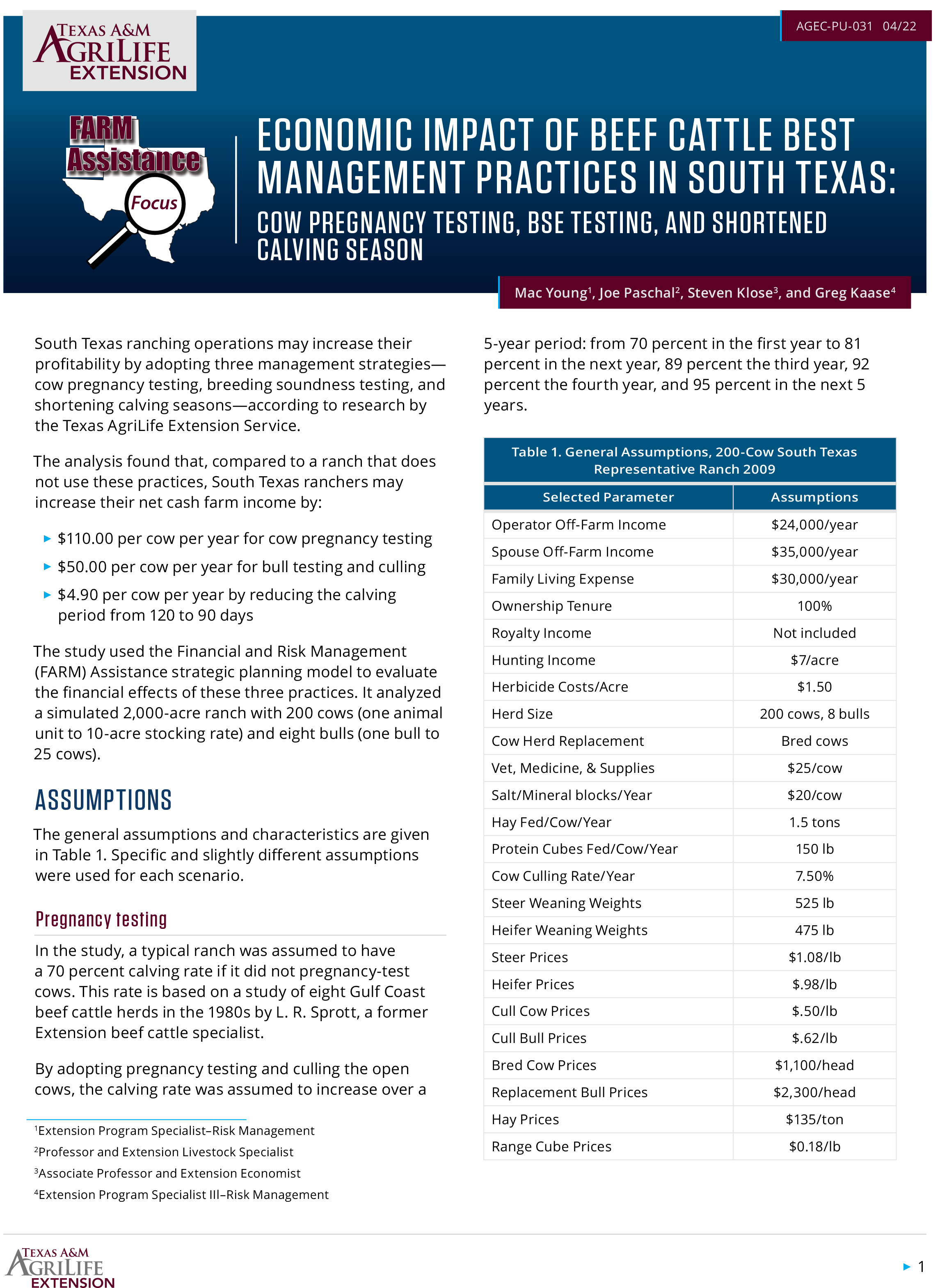 Economic Impact of Beef Cattle Best Management Practices in South Texas ...