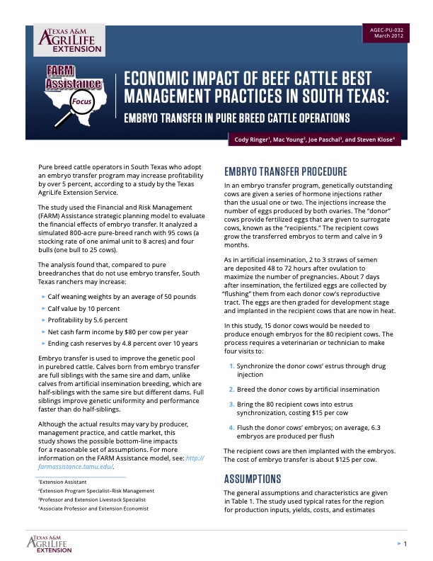 Economic Impact of Beef Cattle Best Management Practices in South Texas ...