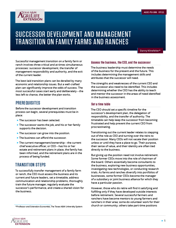 Successor Development and Management Transition on Family Farms and ...