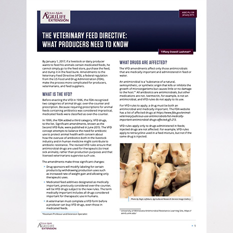 Veterinary Feed Directive: What Producers Need to Know | Publications ...