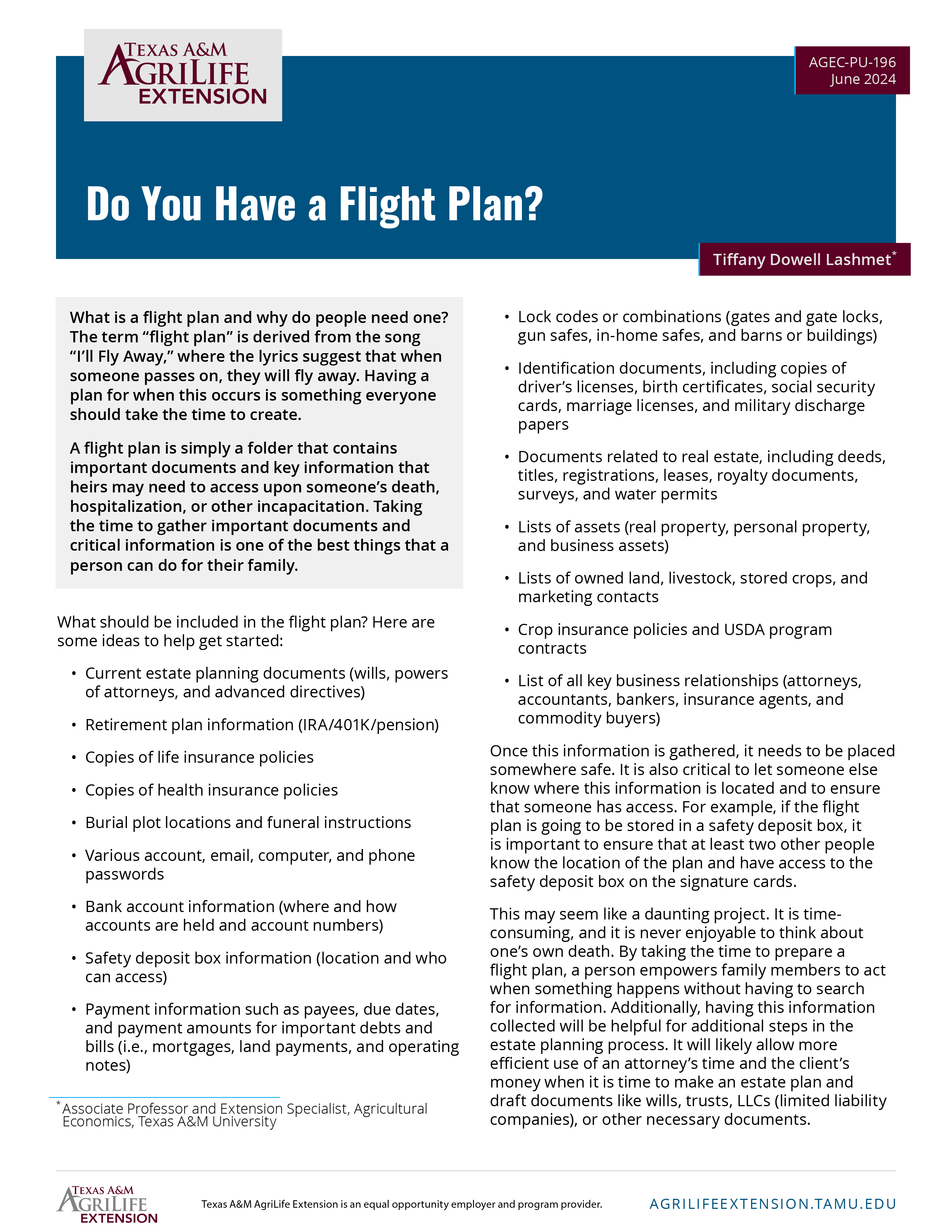 Do You Have a Flight Plan? | Publications | AgriLife Learn