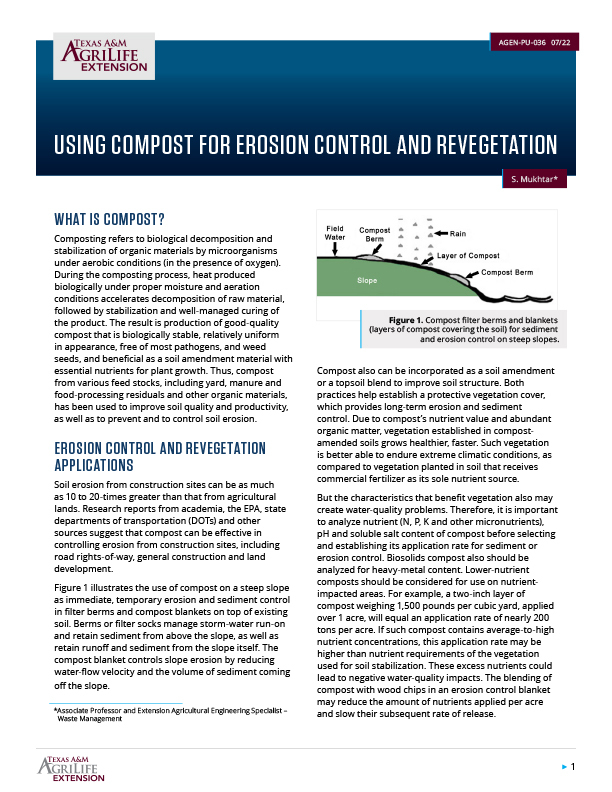 Using Compost for Erosion Control and Revegetation | Publications ...