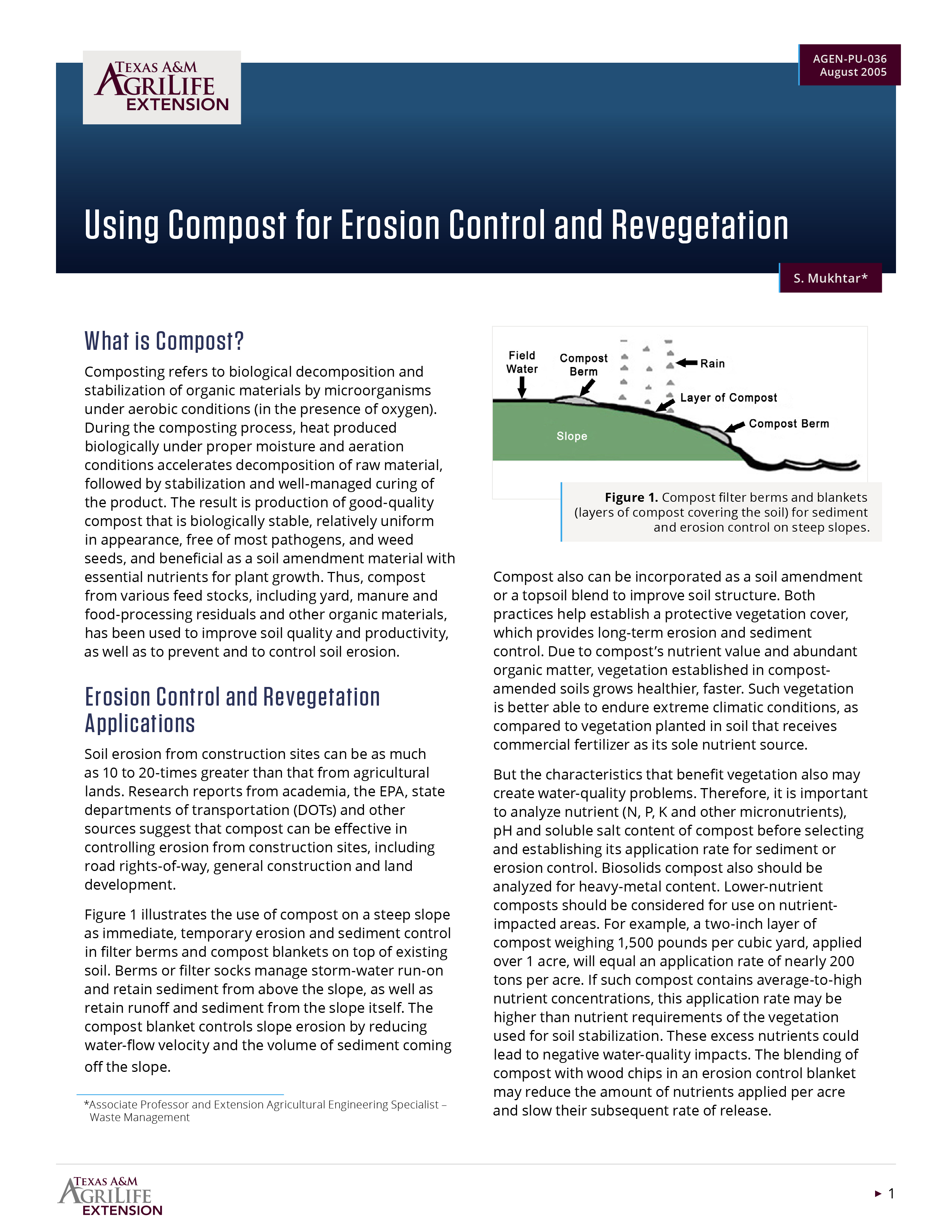 Using Compost for Erosion Control and Revegetation | Publications ...