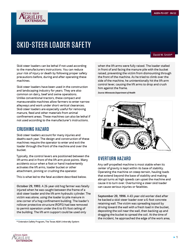 Skid-Steer Loader Safety | Publications | AgriLife Learn