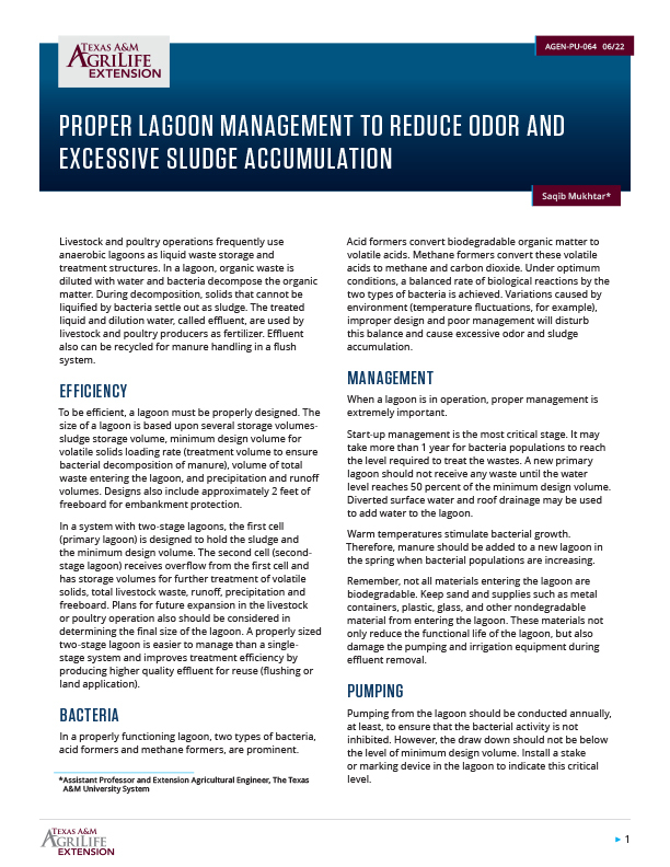 Proper Lagoon Management to Reduce Odor and Excessive Sludge ...