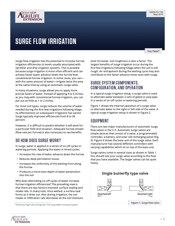 Surge Flow Irrigation | Publications | AgriLife Learn