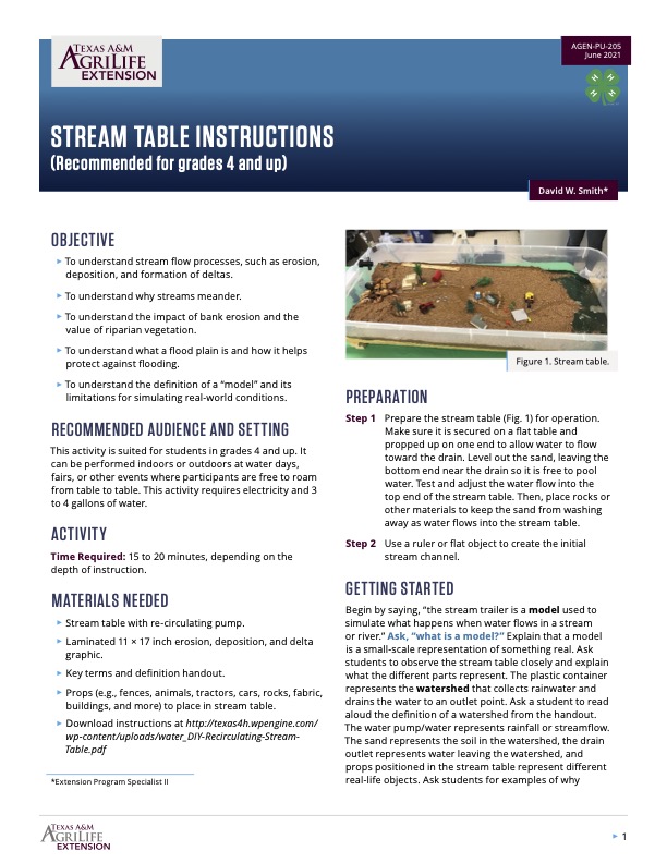 Stream Table Instructions | Publications | AgriLife Learn