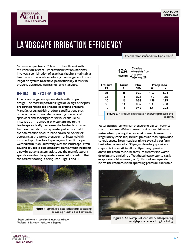 Landscape Irrigation Efficiency | Publications | AgriLife Learn