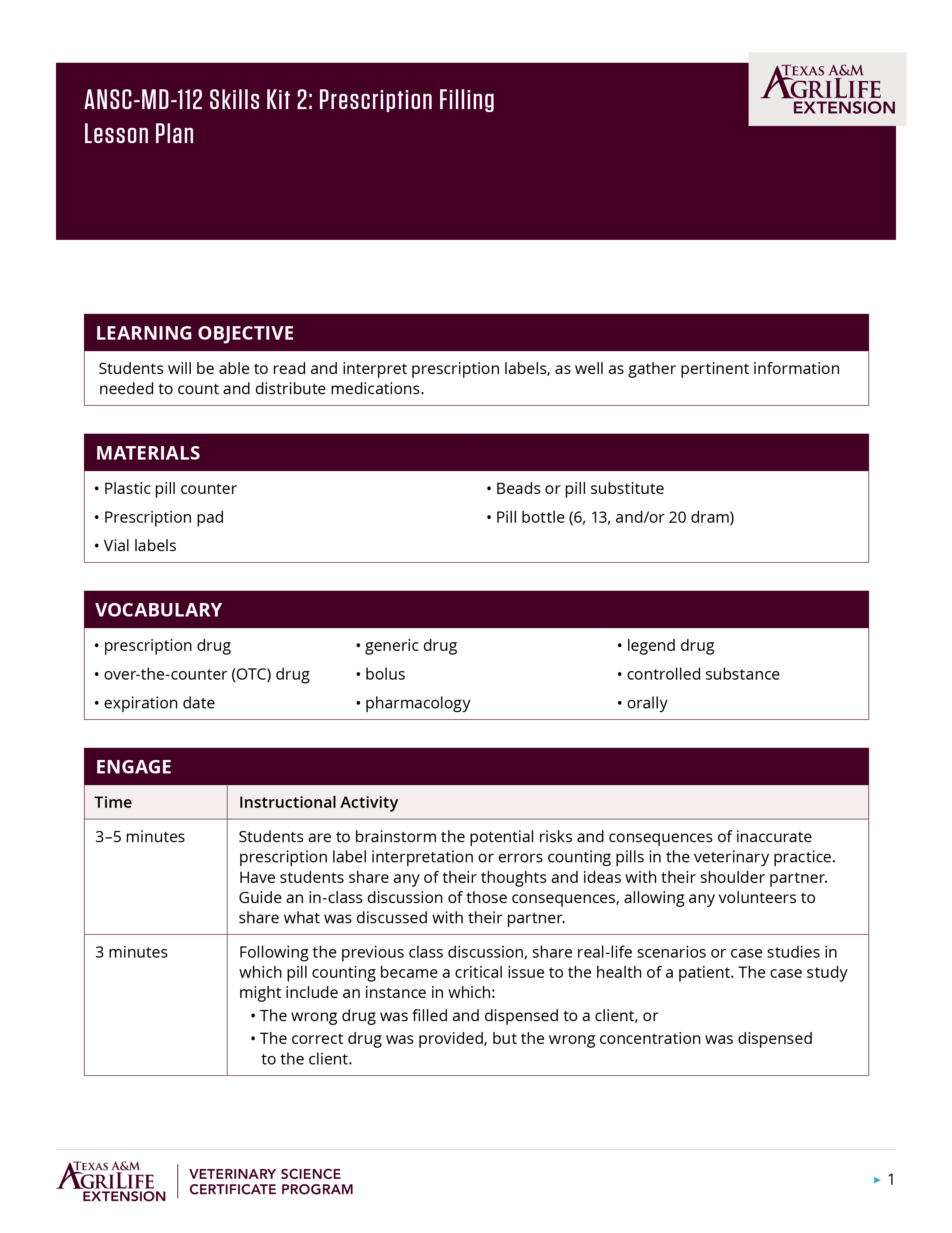 VSCP Skills Kit 2 – Prescription Filling - Educator Kit with Classroom ...