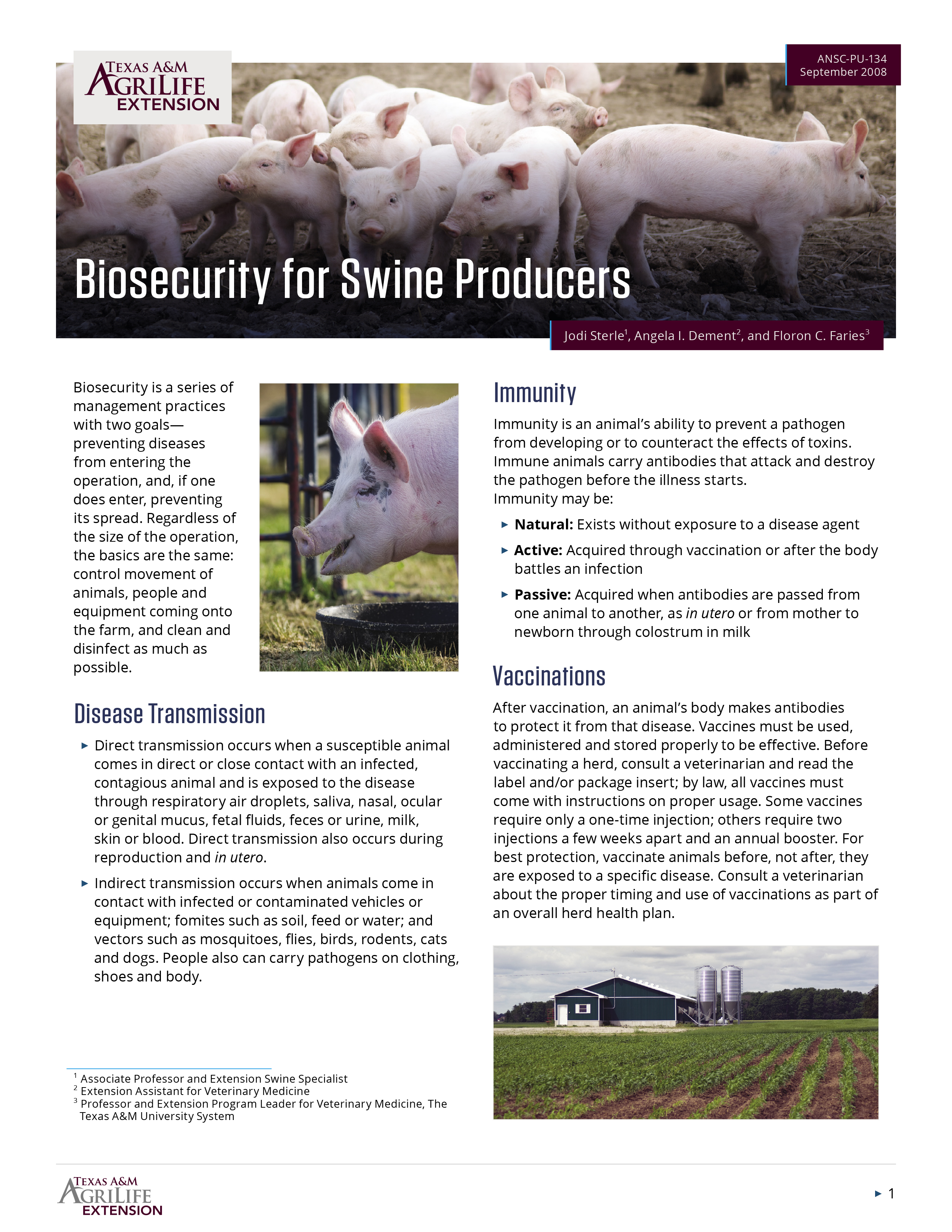 Biosecurity for Swine Producers | Publications | AgriLife Learn