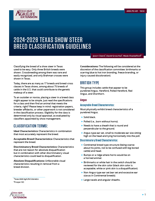 2024-2028 Texas Steer Breed Classification Guidelines | Publications ...