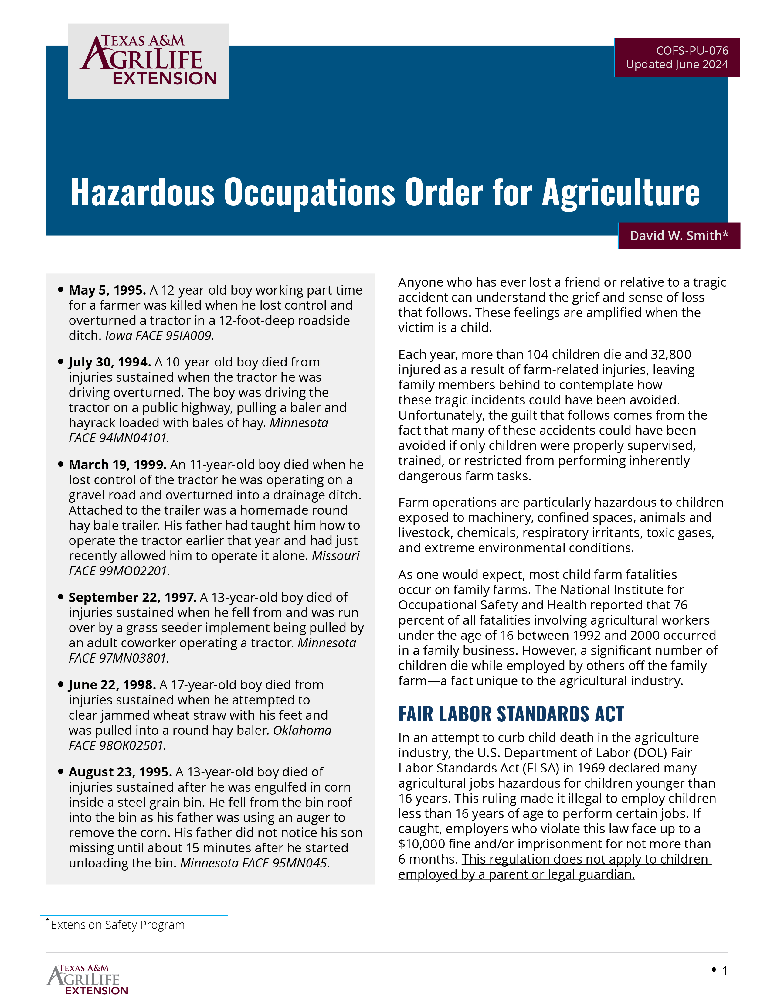 Hazardous Occupations Order for Agriculture | Publications | AgriLife Learn