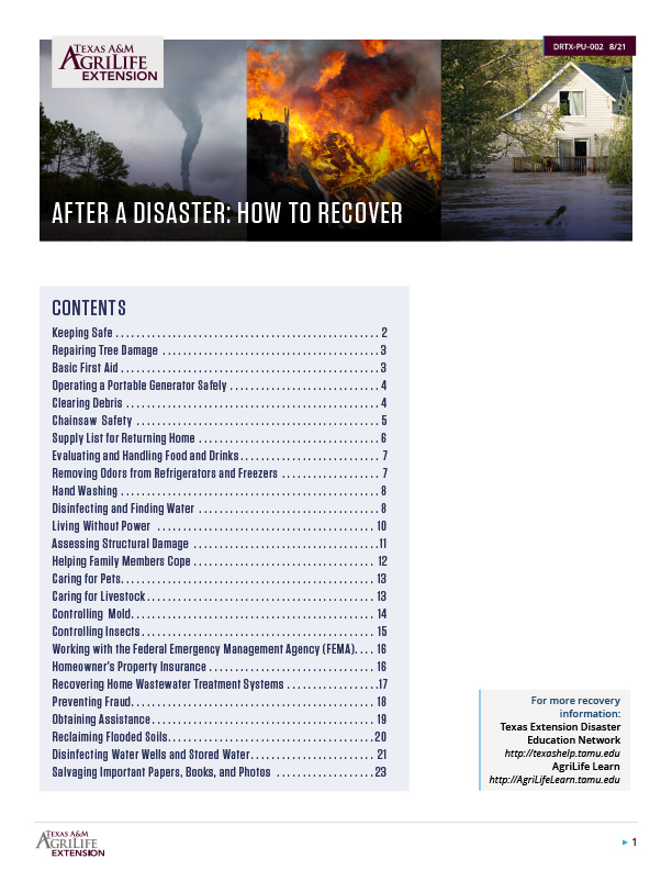 After a Disaster: How to Recover | Publications | AgriLife Learn