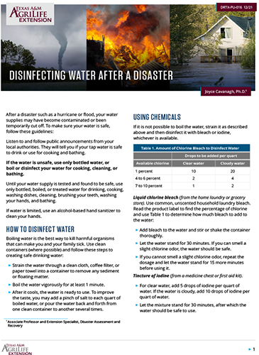 Disinfecting Water After a Disaster | Publications | AgriLife Learn
