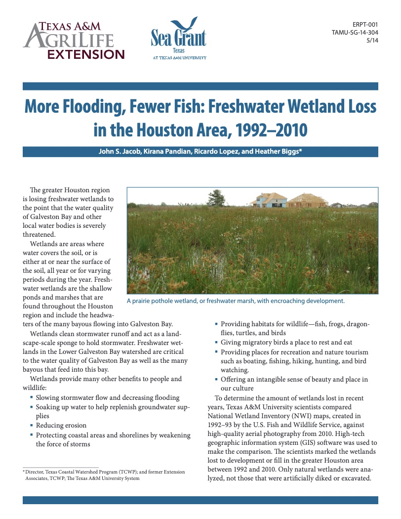 More Flooding, Fewer Fish: Freshwater Wetland Loss in the Houston Area ...