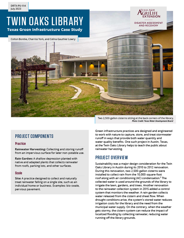 Texas Green Infrastructure Case Study: Twin Oaks Library | Publications ...