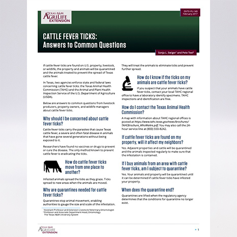 Cattle Fever Ticks: Answers to Common Questions | Publications ...