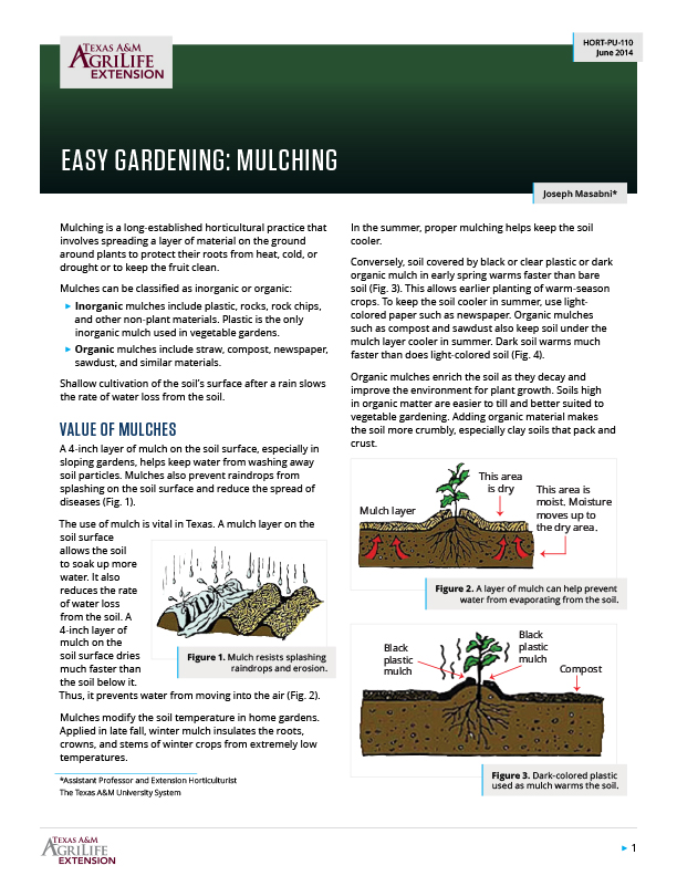 Easy Gardening: Mulching | Publications | AgriLife Learn