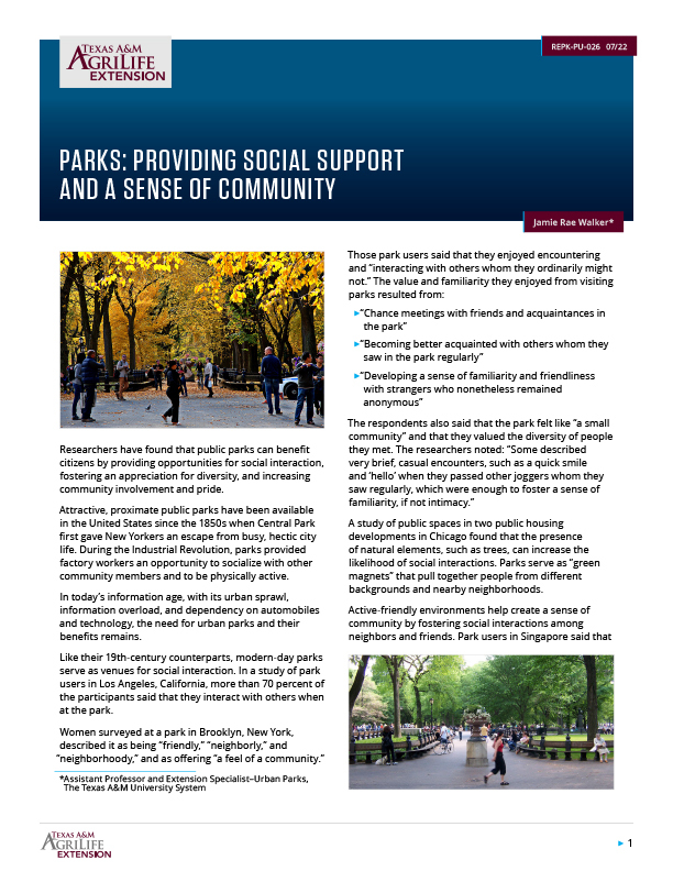 Parks: Providing Social Support and a Sense of Community | Publications ...