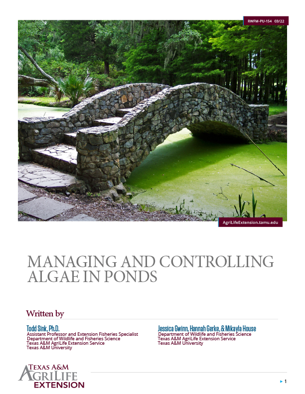 Managing and Controlling Algae in Ponds | Publications | AgriLife Learn