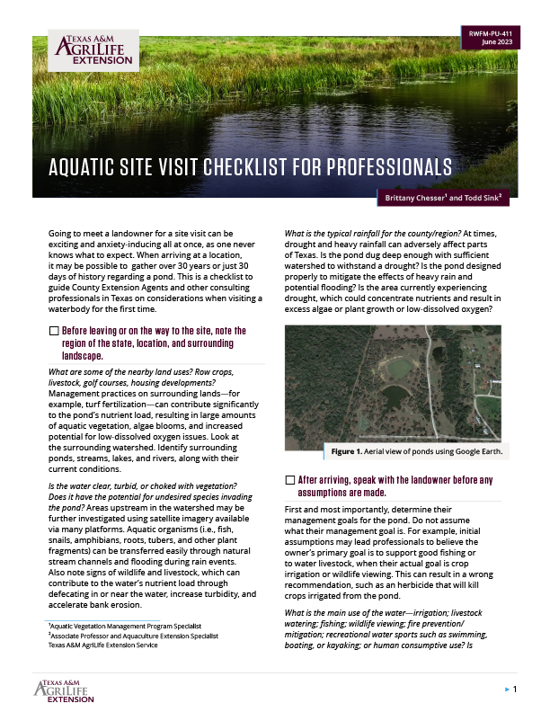 Aquatic Site Visit Checklist for Professionals | Publications ...