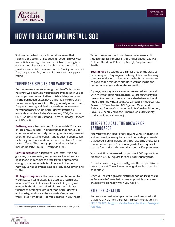 Ecological Turf Tips: How to Select and Install Sod | Publications ...