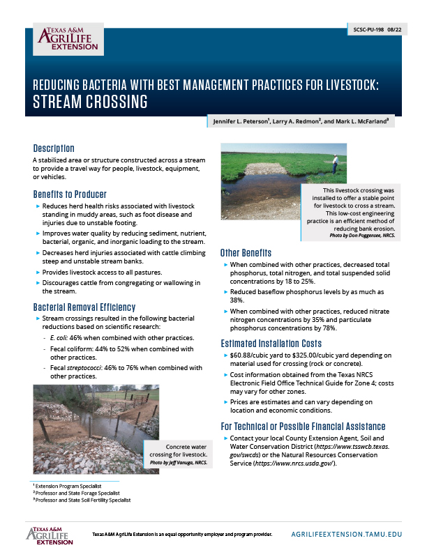 Reducing Bacteria with Best Management Practices for Livestock: Stream ...