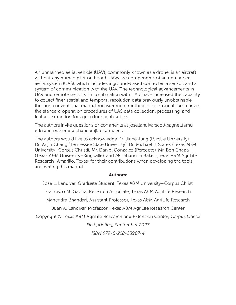 Unmanned Aircraft System (UAS) Manual | Publications | AgriLife Learn