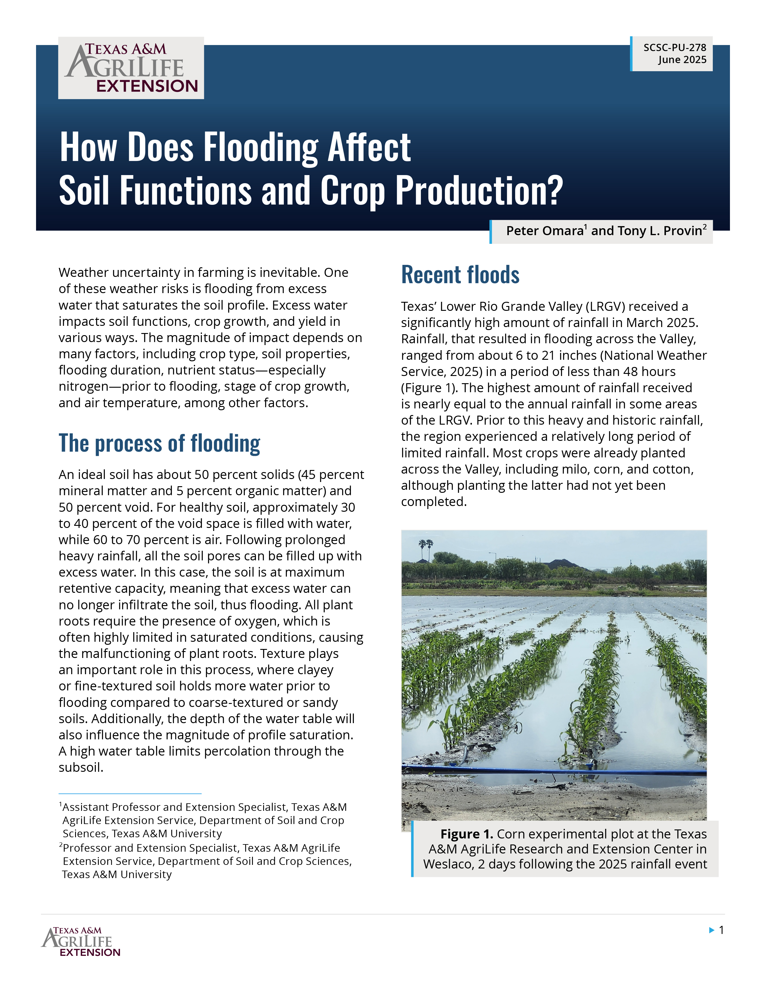 How Does Flooding Affect Soil Functions and Crop Production ...